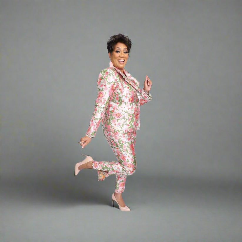 Ruffle Floral Jacquard Pant Suit – Pretty. Made Simple